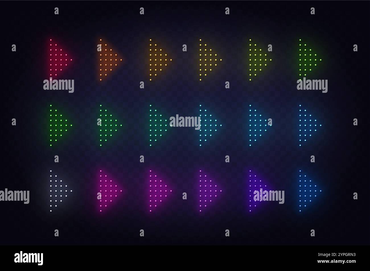 Led Neon Arrow Sign Set on the transparent background Stock Vector ...