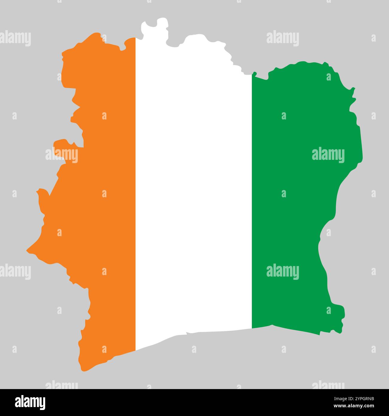 Ivory Coast outline of map on background of national flag Stock Vector ...
