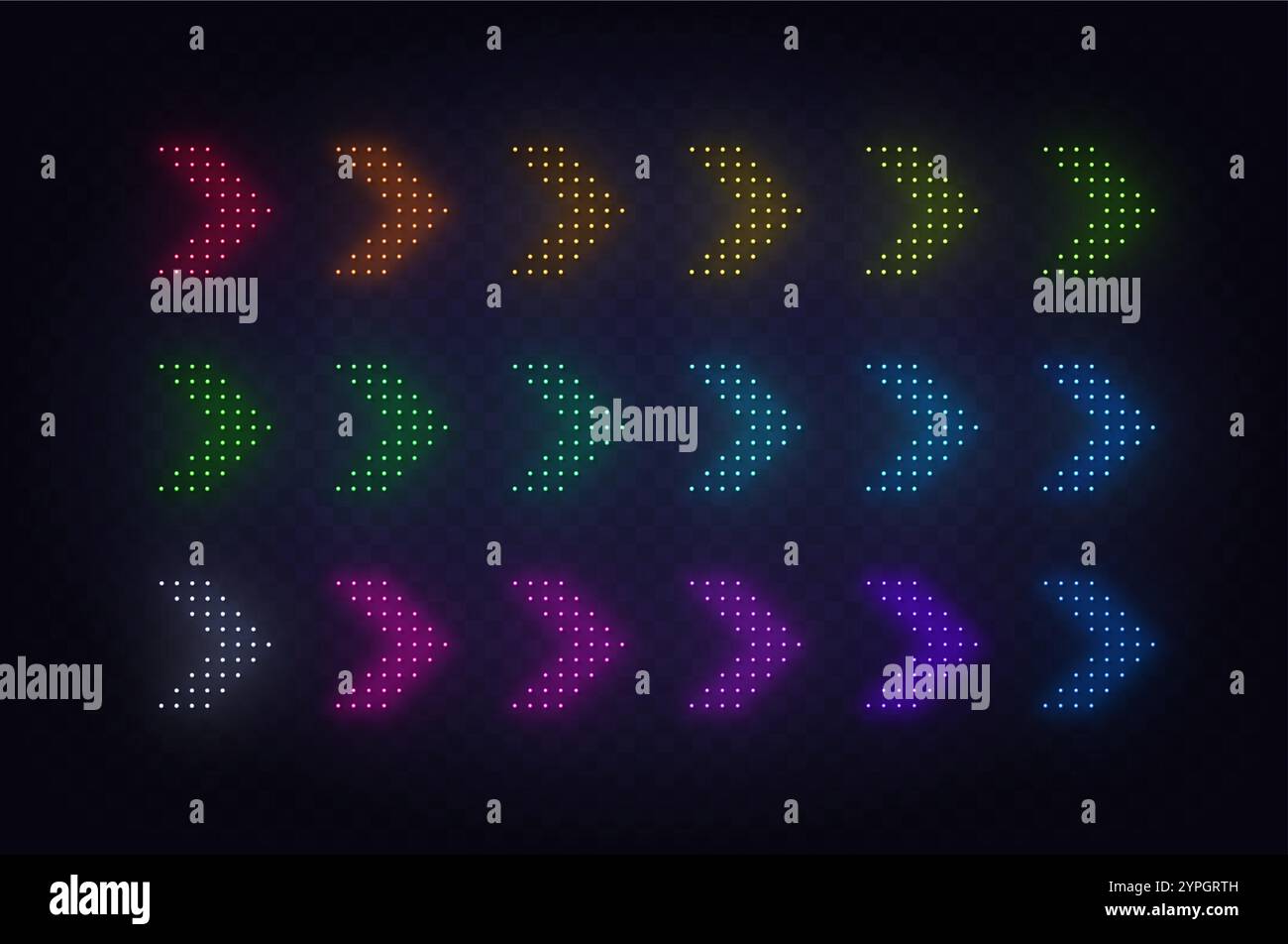Led Neon Arrow Sign Set on the transparent background Stock Vector ...