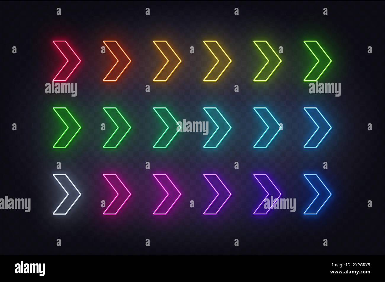 Neon Arrow Sign Set on the transparent background Stock Vector Image ...