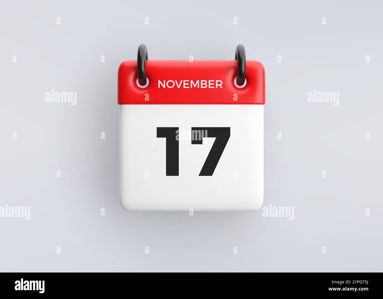 3D calendar icon with date 17 November on grey background. Vector ...