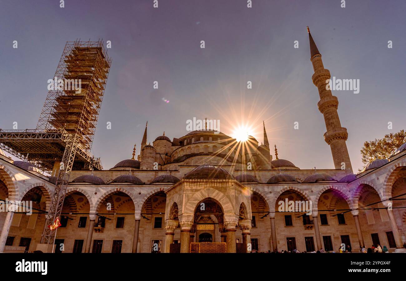 Istanbul, TR - Oct 23, 2024 The iconic Blue Mosque in Istanbul shines ...