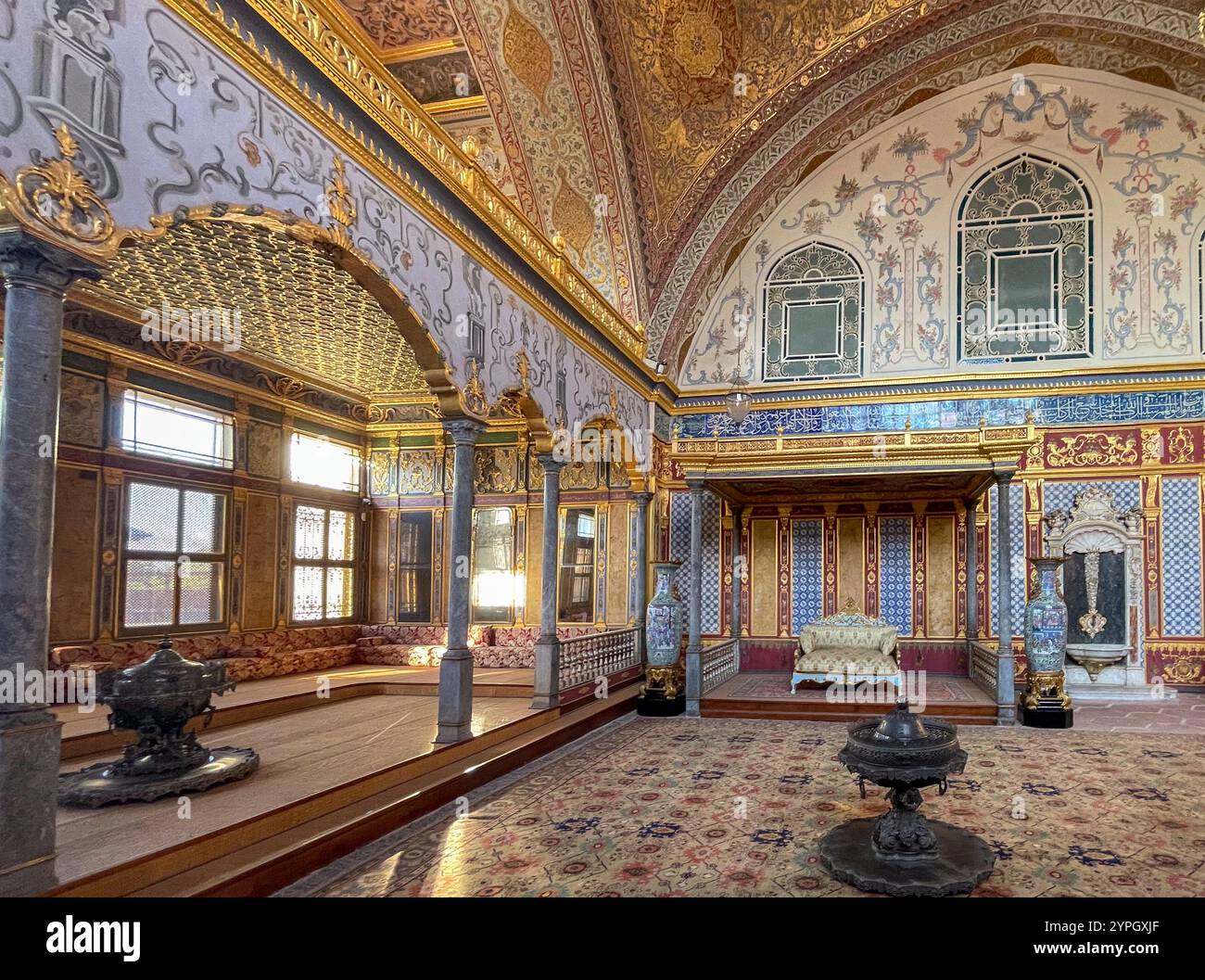 Istanbul, TR - Oct 23, 2024 The Imperial Hall in Topkapi Palace's Harem is its largest domed ...