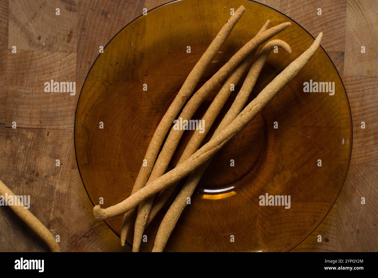 Top view of fried corn stick snack, Overhead view of nigerian kokoro ...