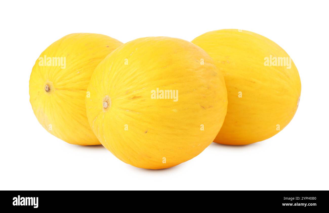 Three whole ripe melons isolated on white Stock Photo - Alamy