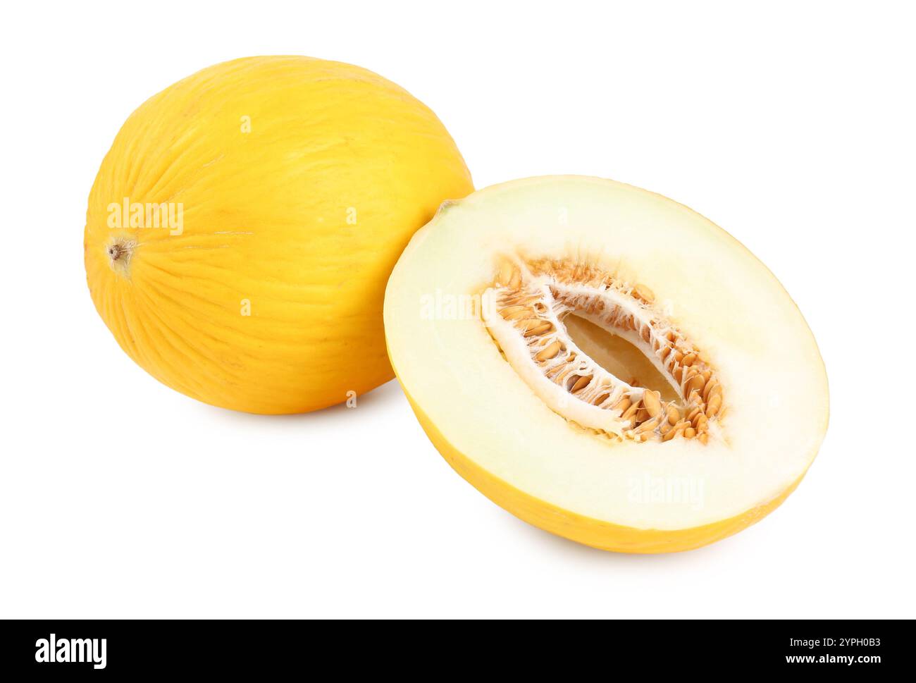Whole and cut ripe melons isolated on white Stock Photo - Alamy