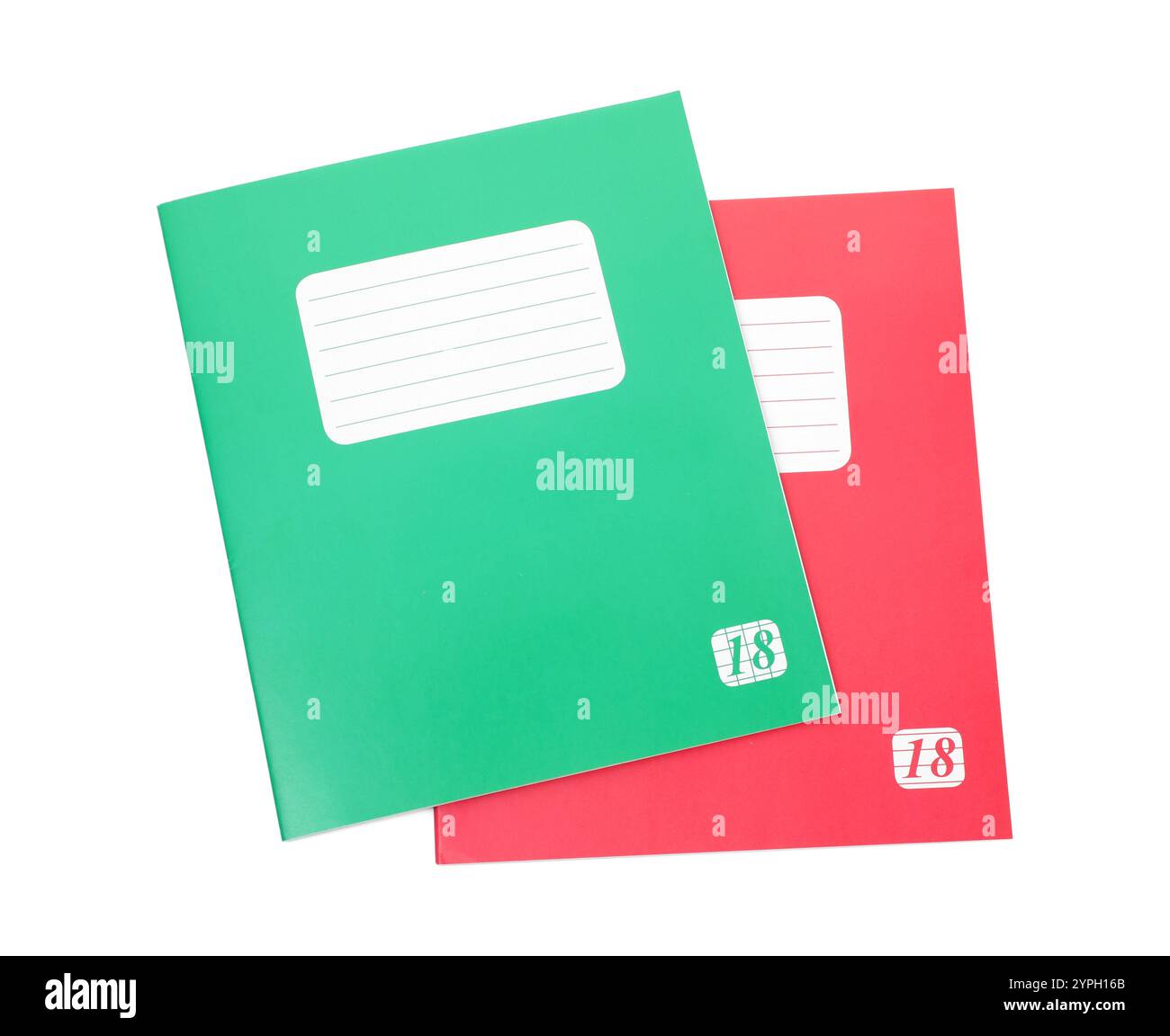 Colorful copybooks isolated on white, top view. School stationery Stock ...