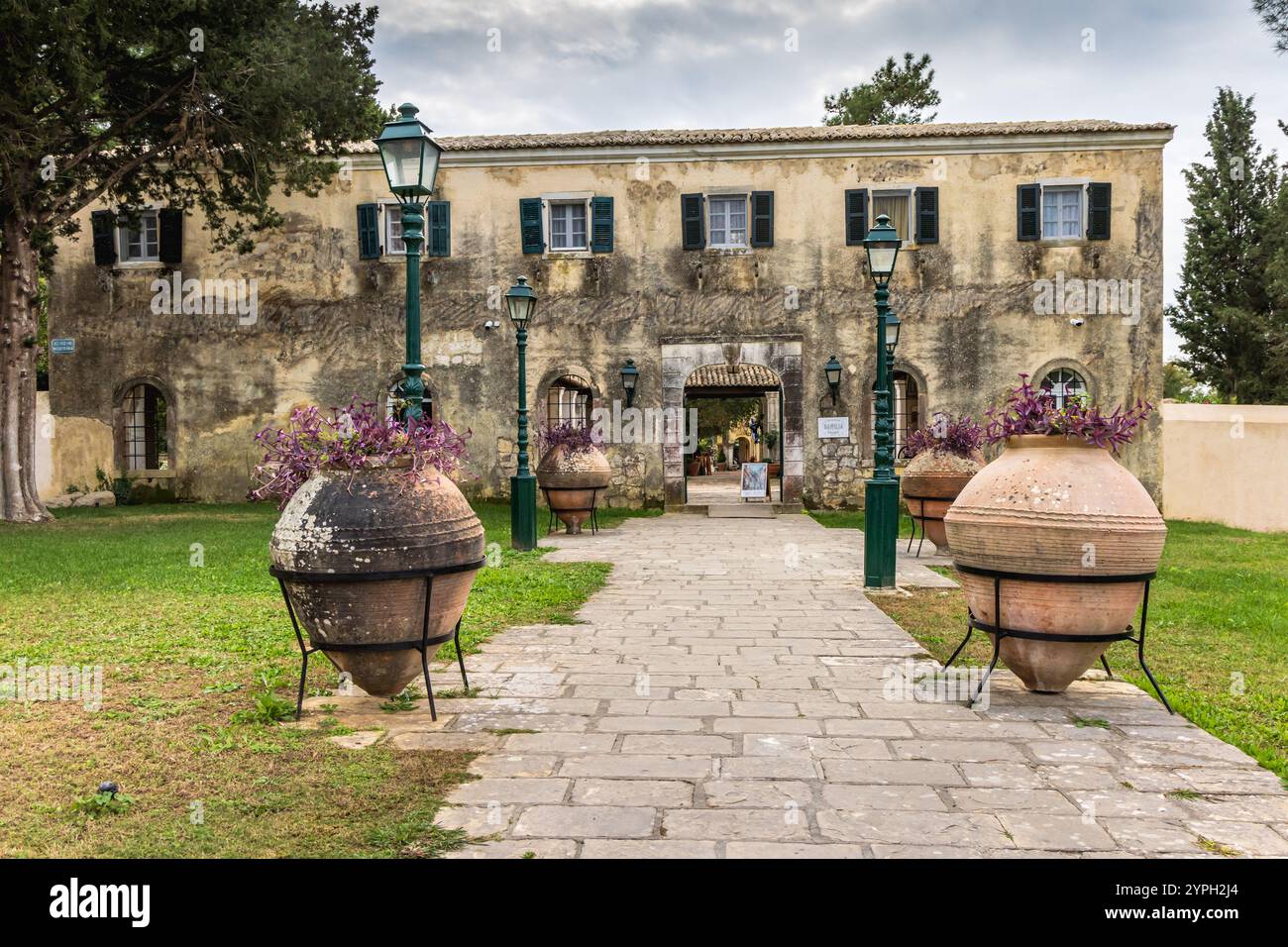 Main entrance to Danilia village, a replica of a 1930s Corfiot village ...