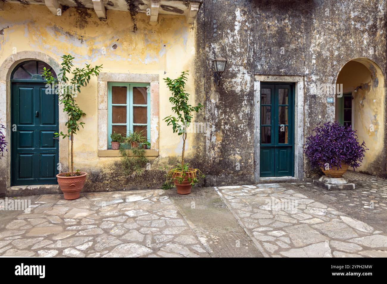 Pastel-colored traditional buildings at Danilia village, a replica of a ...