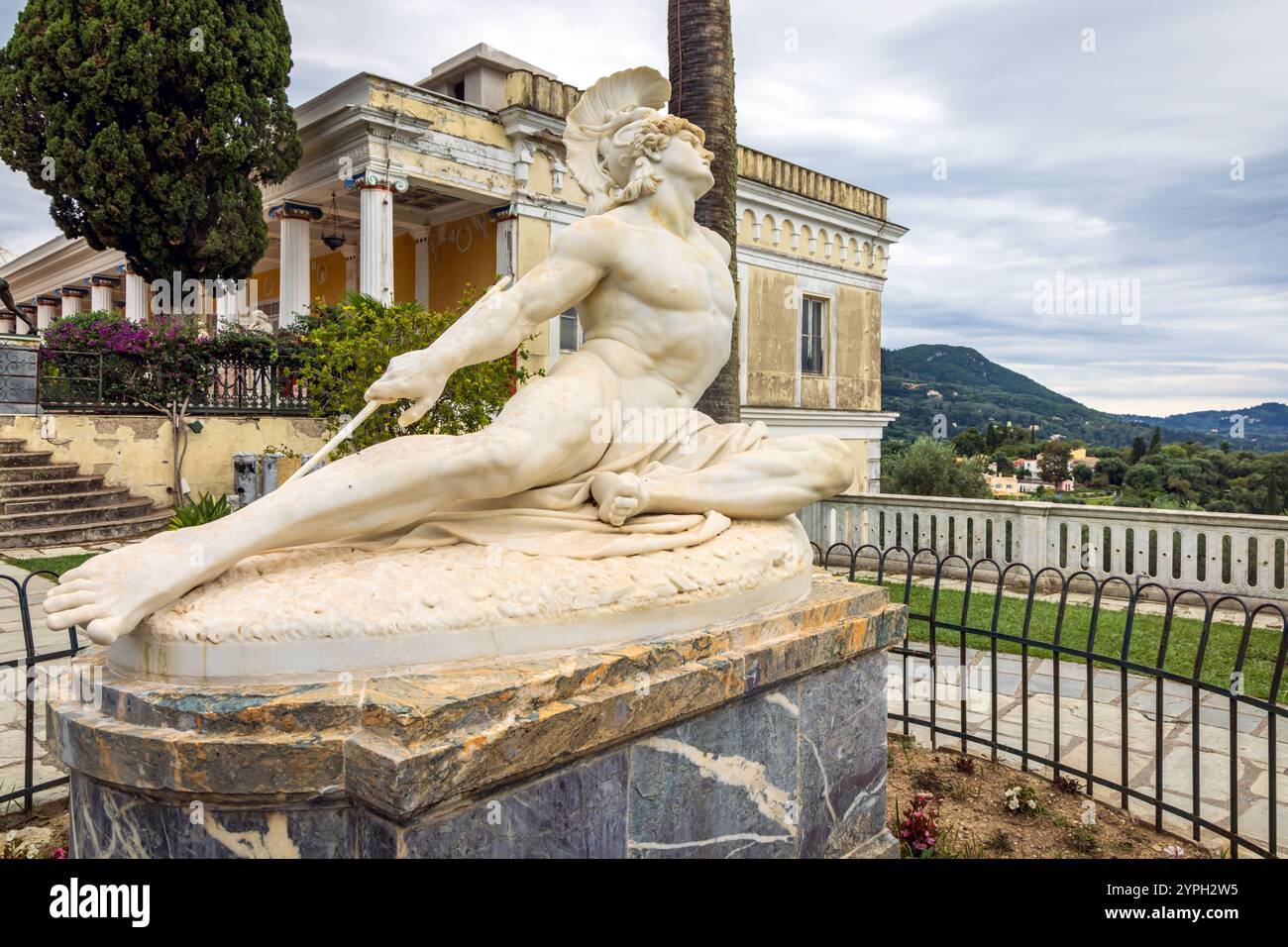 Statue of Achilles dying, shot in the foot with an arrow, gardens of ...