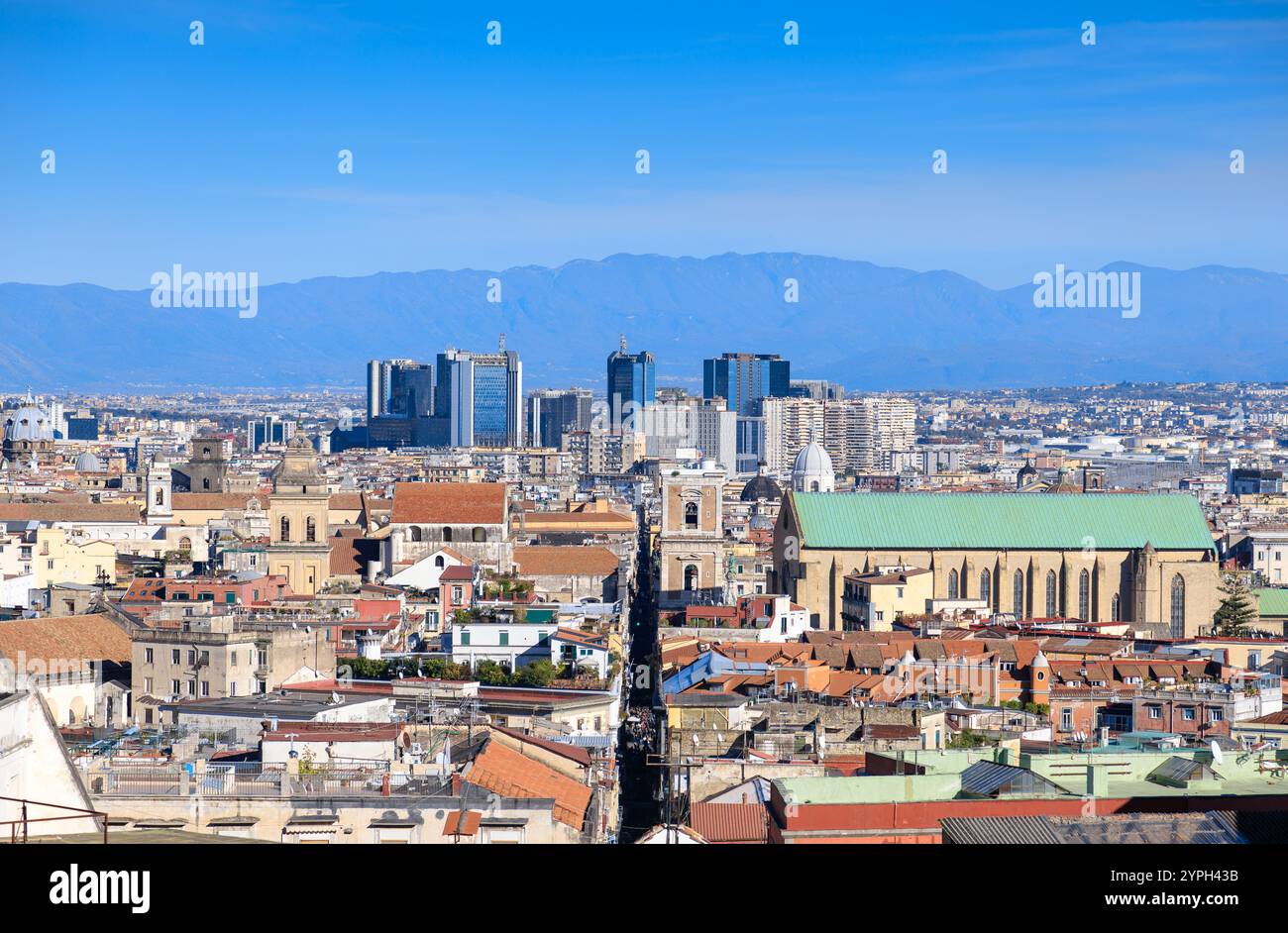 View of Spaccanapoli street splitting city center of Naples. Napoli ...