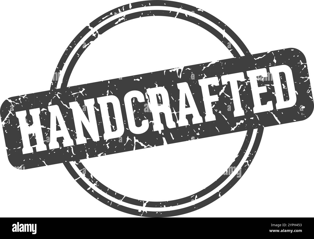 hand crafted round stamp isolated on transparent background. hand ...