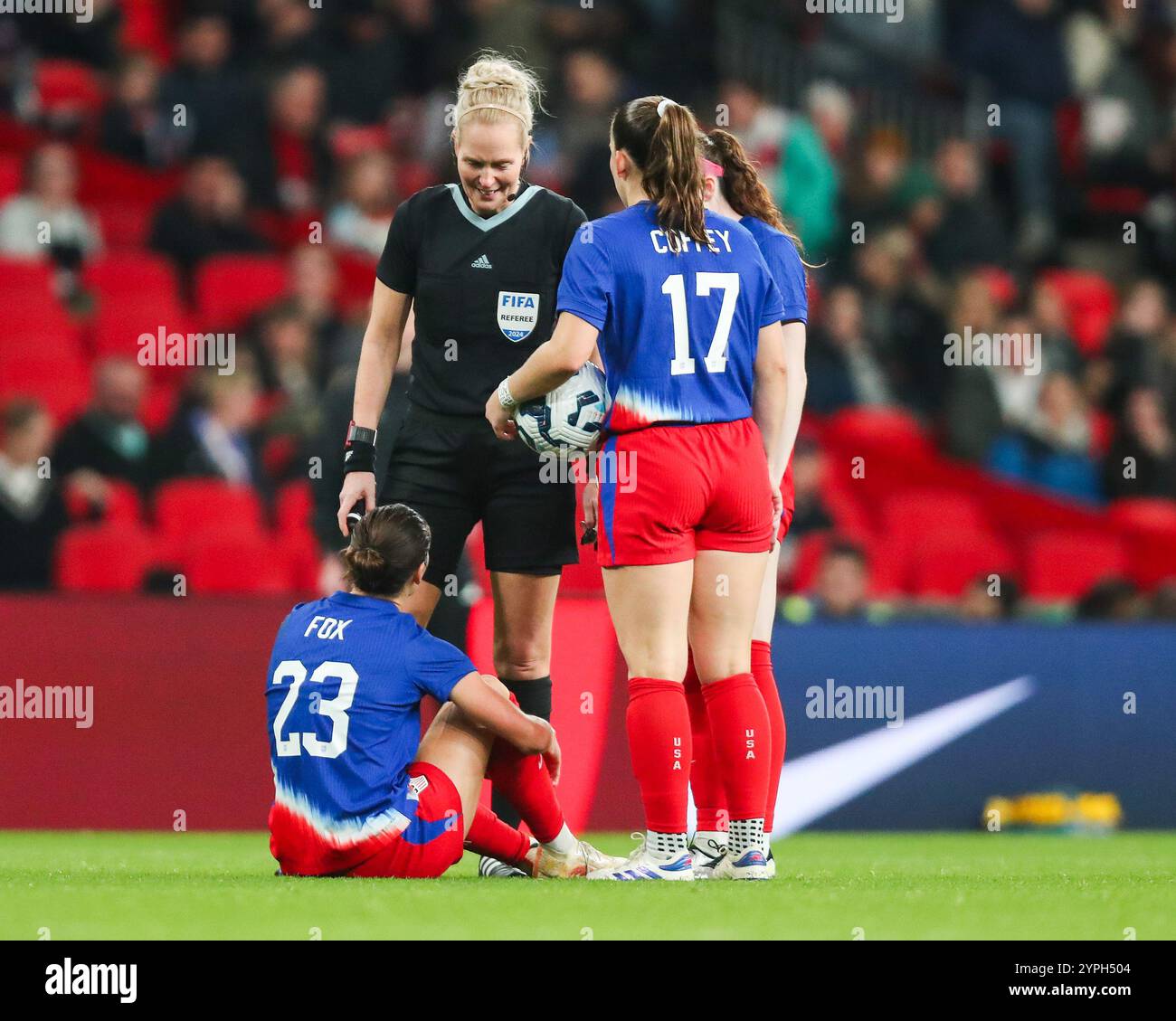 Emily Fox of United States goes down with injury during the Women's ...