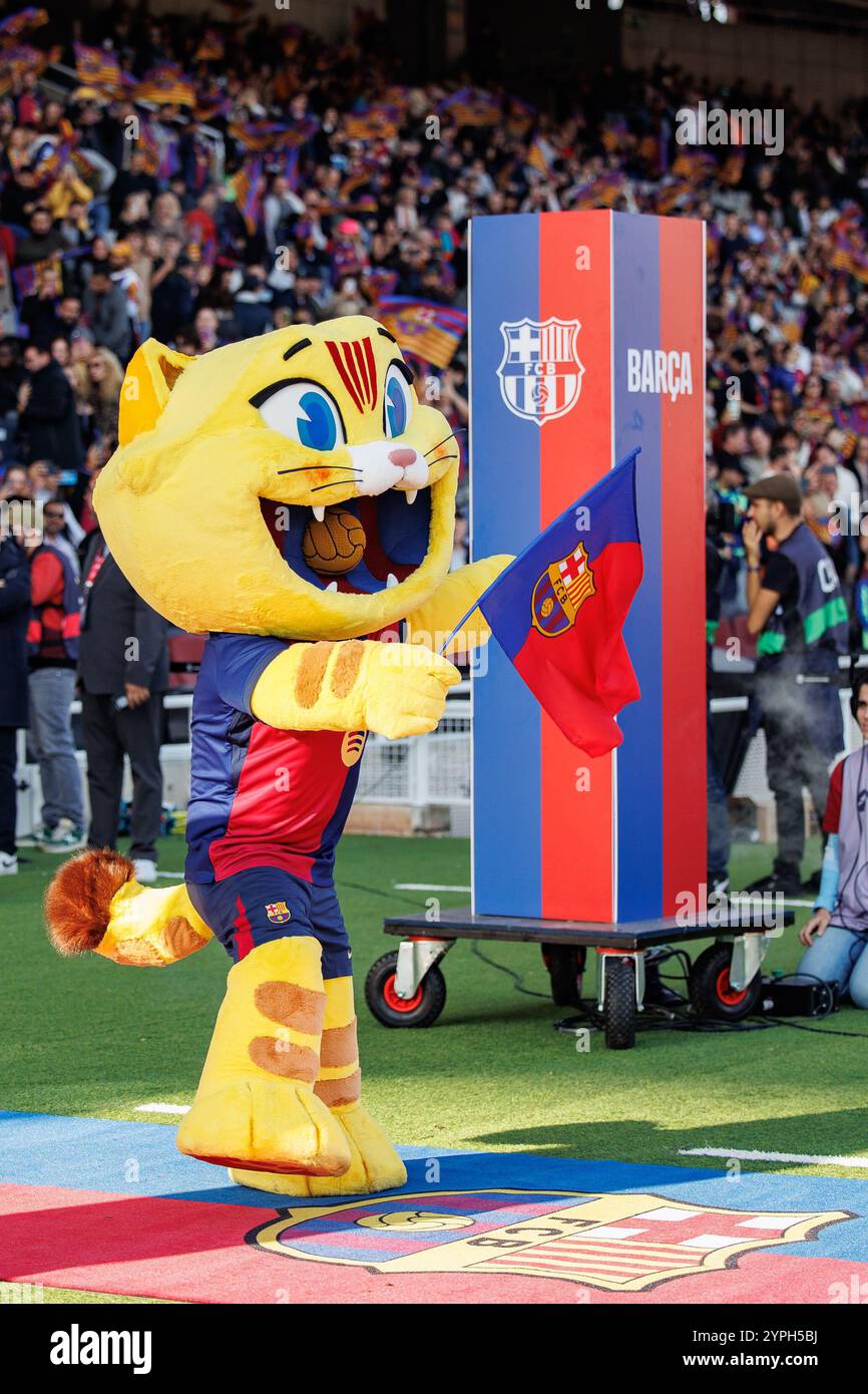 Barcelona, Spain. 30th November, 2024. The new FC Barcelona mascot, CAT ...