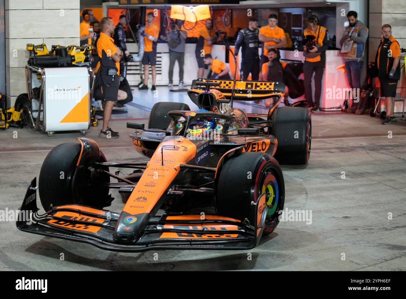 McLaren driver Oscar Piastri of Australia at pit stop during the ...