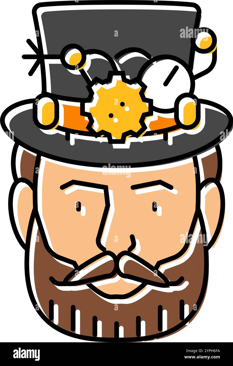 steampunk male avatar color icon vector illustration Stock Vector Image ...
