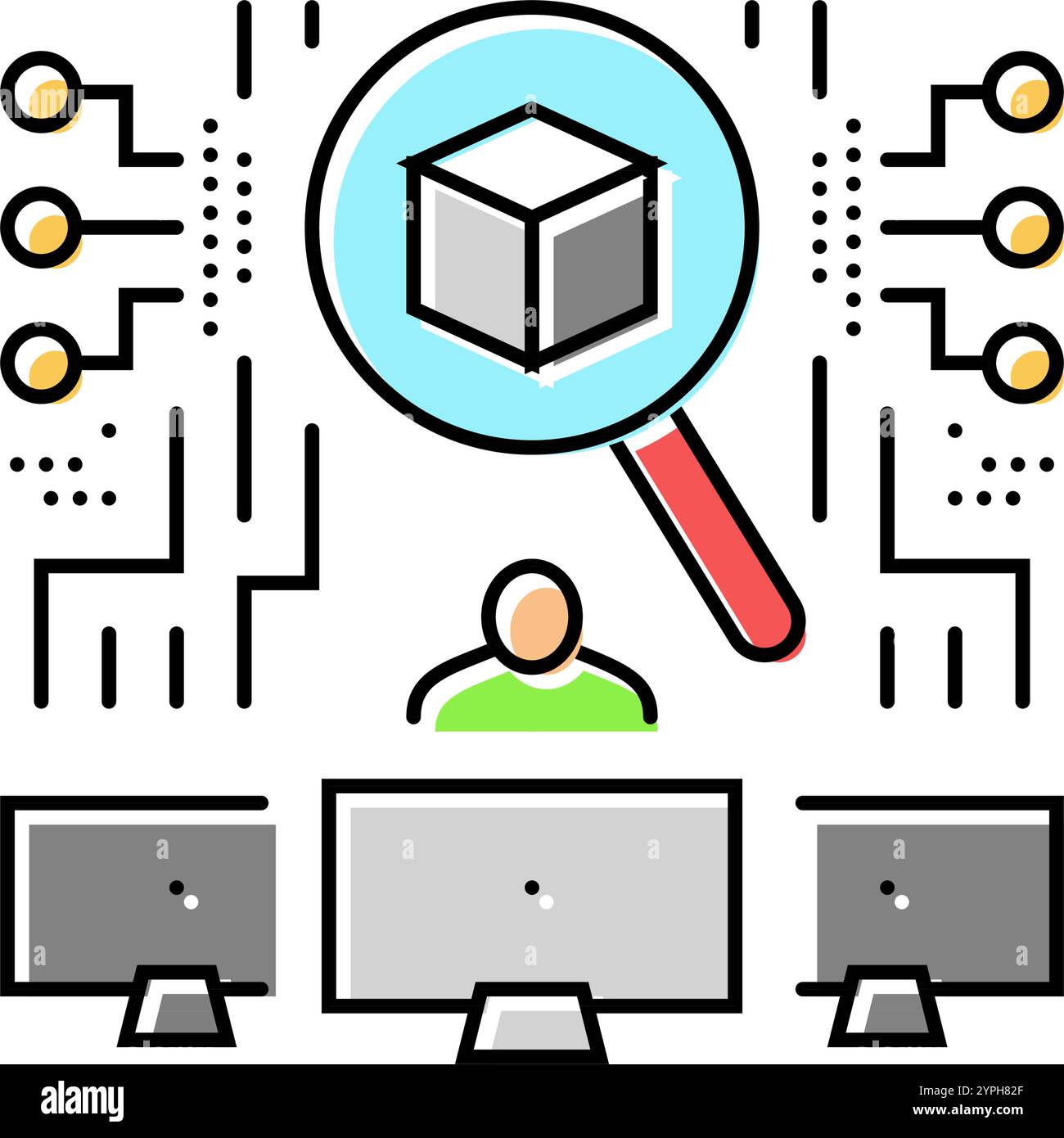 future focused tech enthusiast color icon vector illustration Stock ...