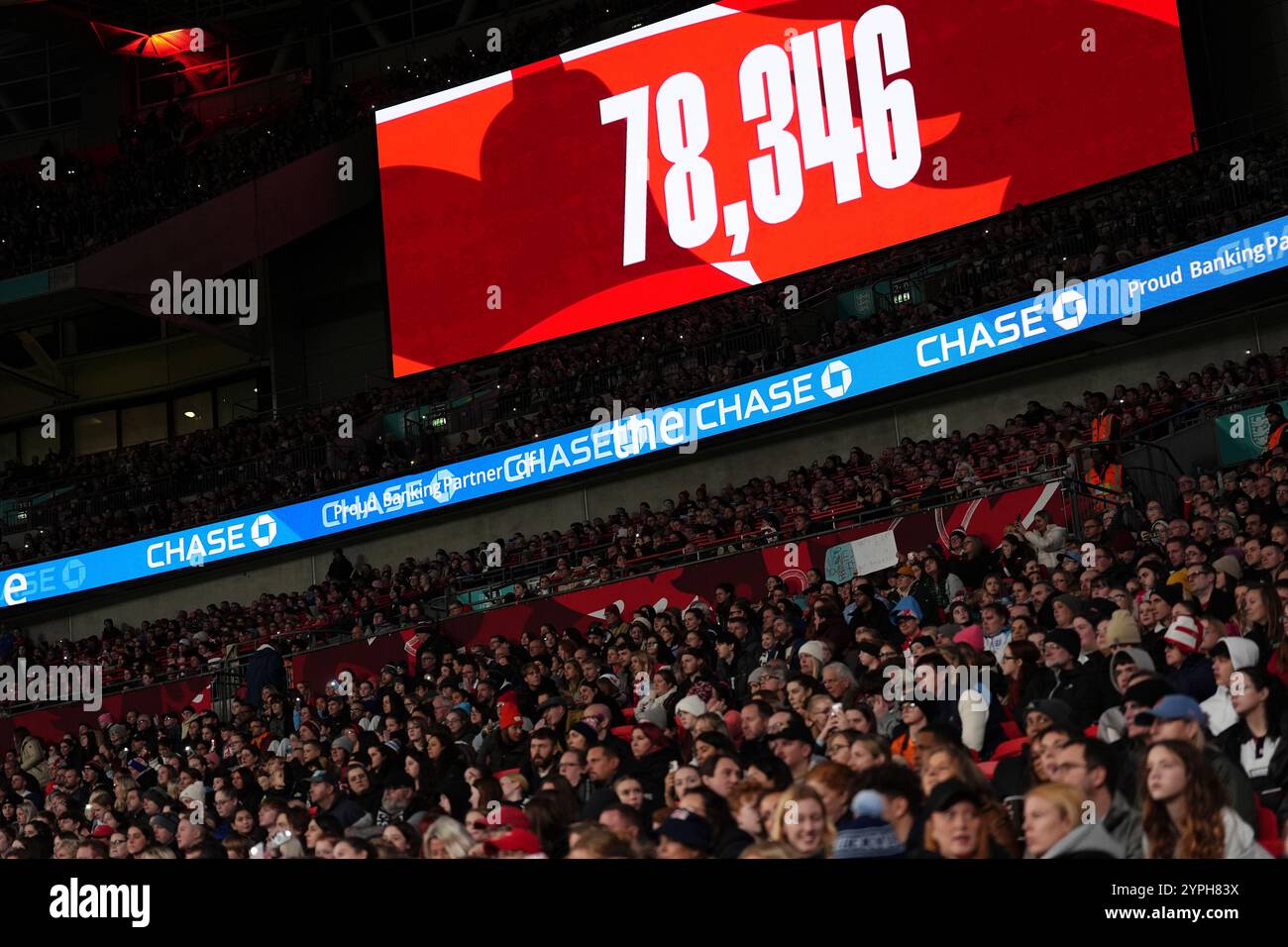 The attendance is displayed on the screen at wembley stadium hi-res ...