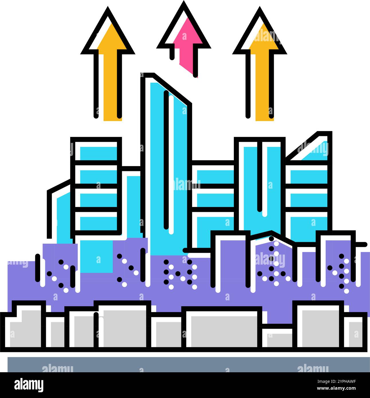 urban sprawl cyberpunk color icon vector illustration Stock Vector ...