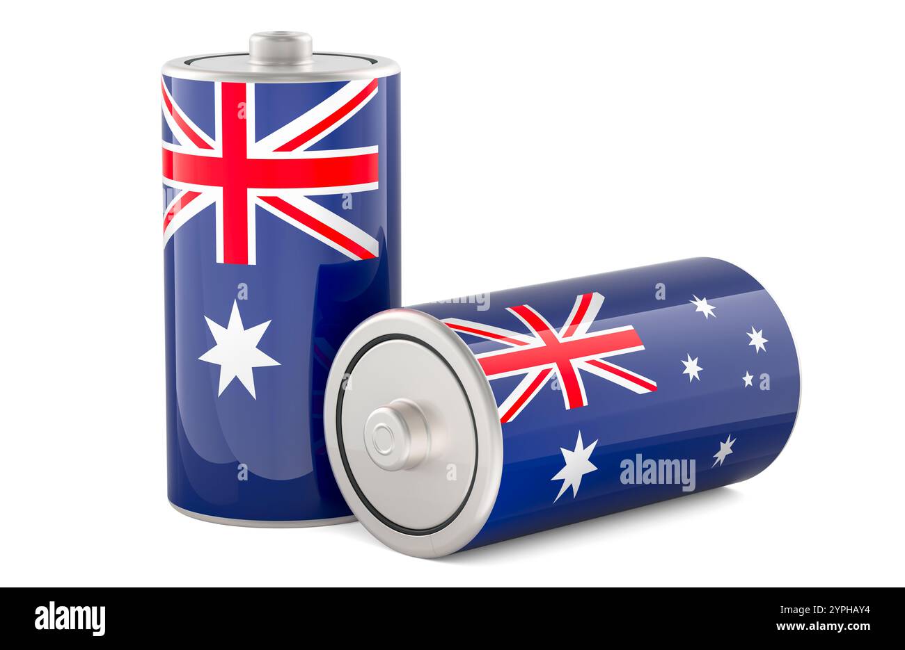 Batteries with Australian Flag. 3D rendering isolated on white ...
