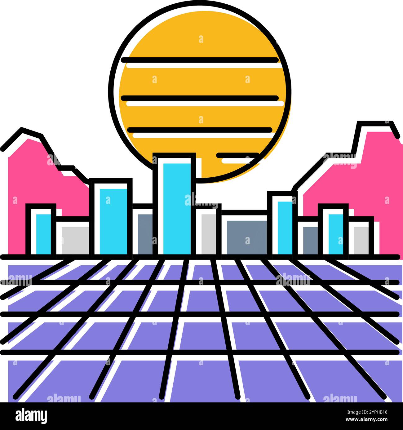 synthwave cyberpunk color icon vector illustration Stock Vector Image ...