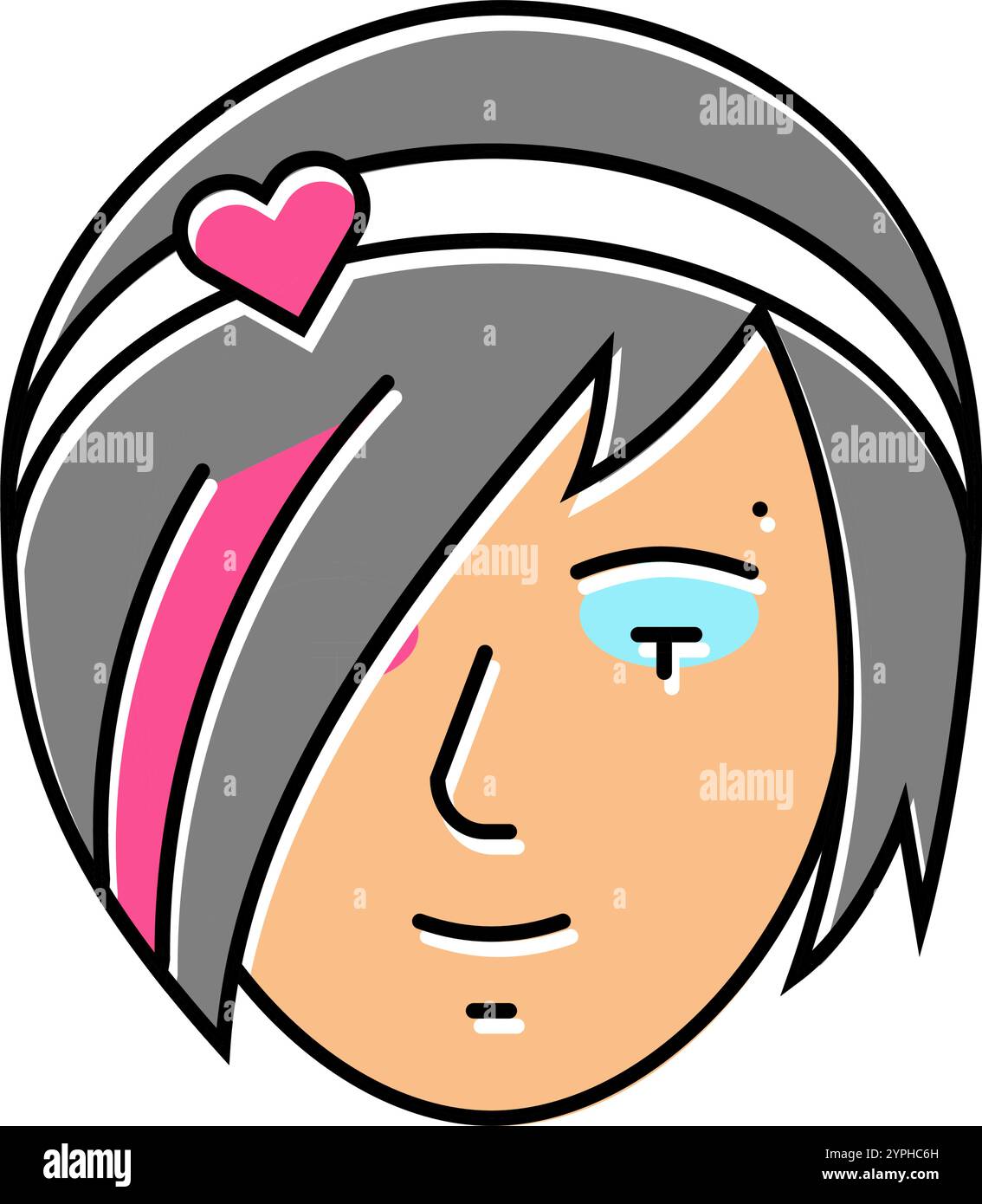 emo female avatar color icon vector illustration Stock Vector Image ...