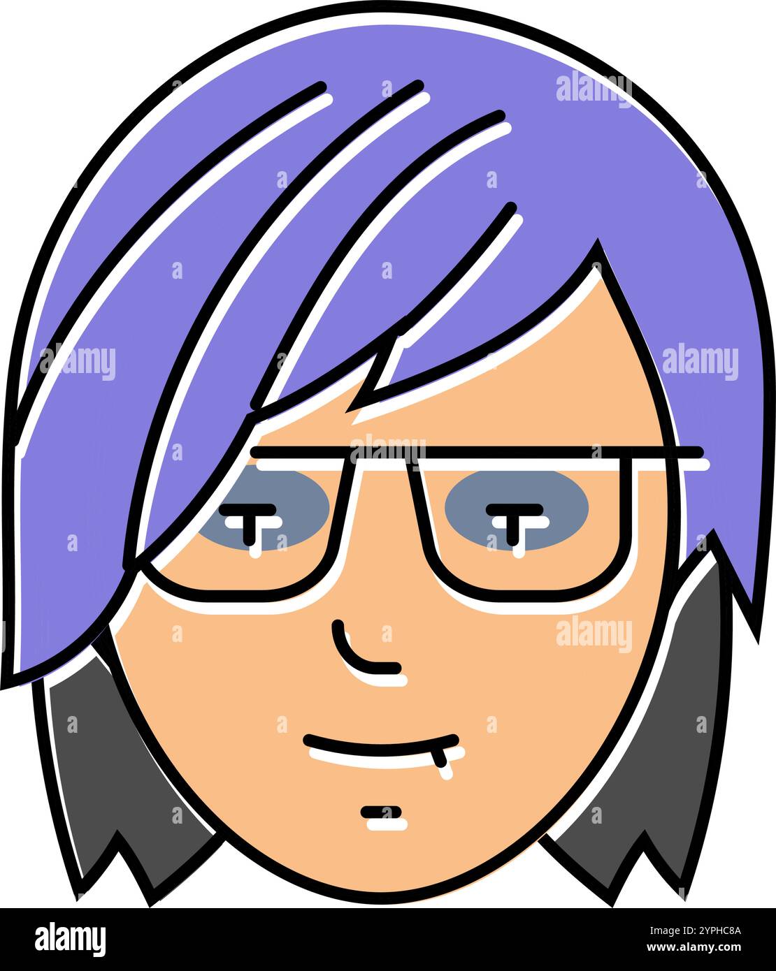 female emo avatar color icon vector illustration Stock Vector Image ...