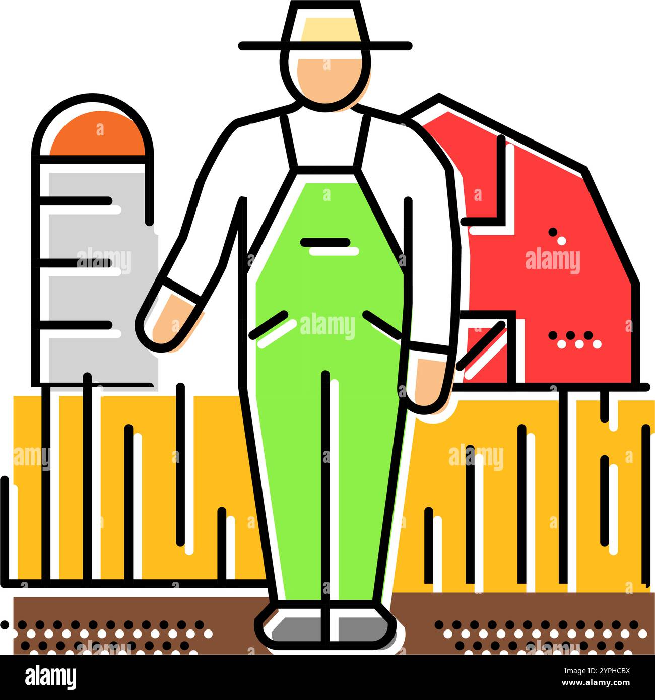 farm field farmer color icon vector illustration Stock Vector Image ...