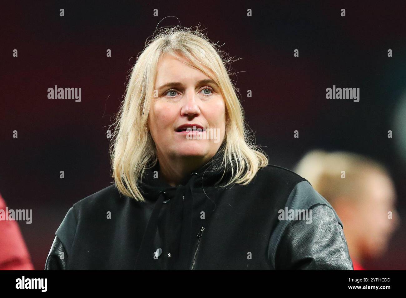 Emma Hayes of United States acknowledges the fans after the teams draw ...