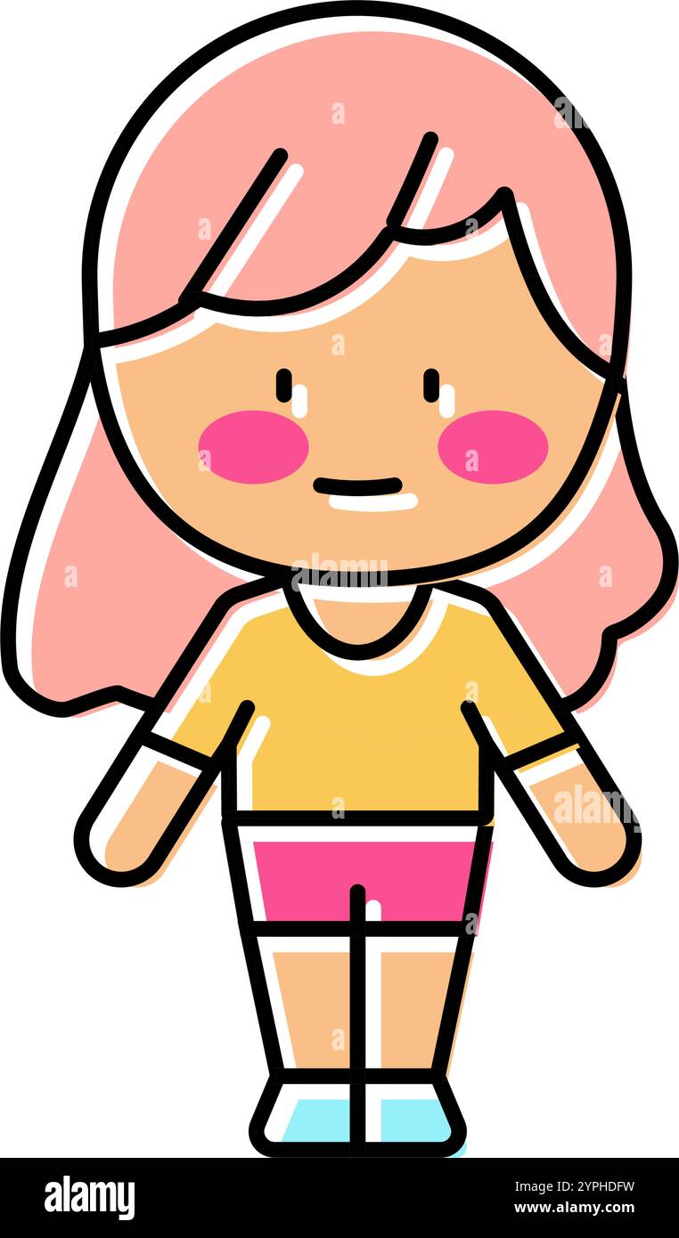 chibi character girl color icon vector illustration Stock Vector Image ...