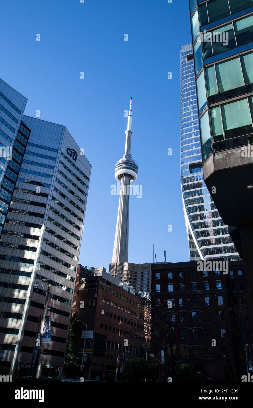 CN Tower on Bremner Boulevard in downtown Toronto, Ontario, Canada ...