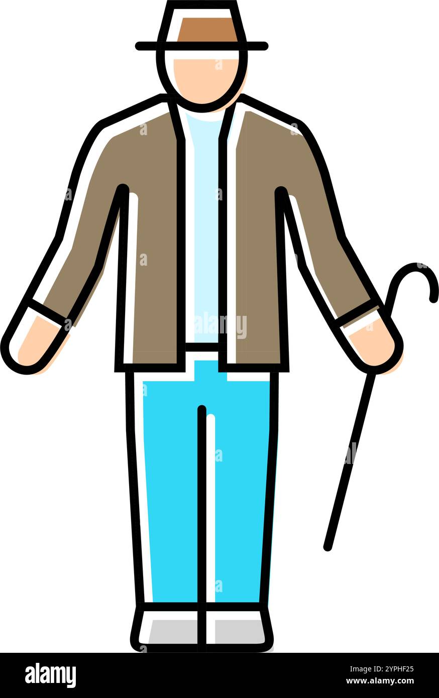 pensioner old man color icon vector illustration Stock Vector Image ...