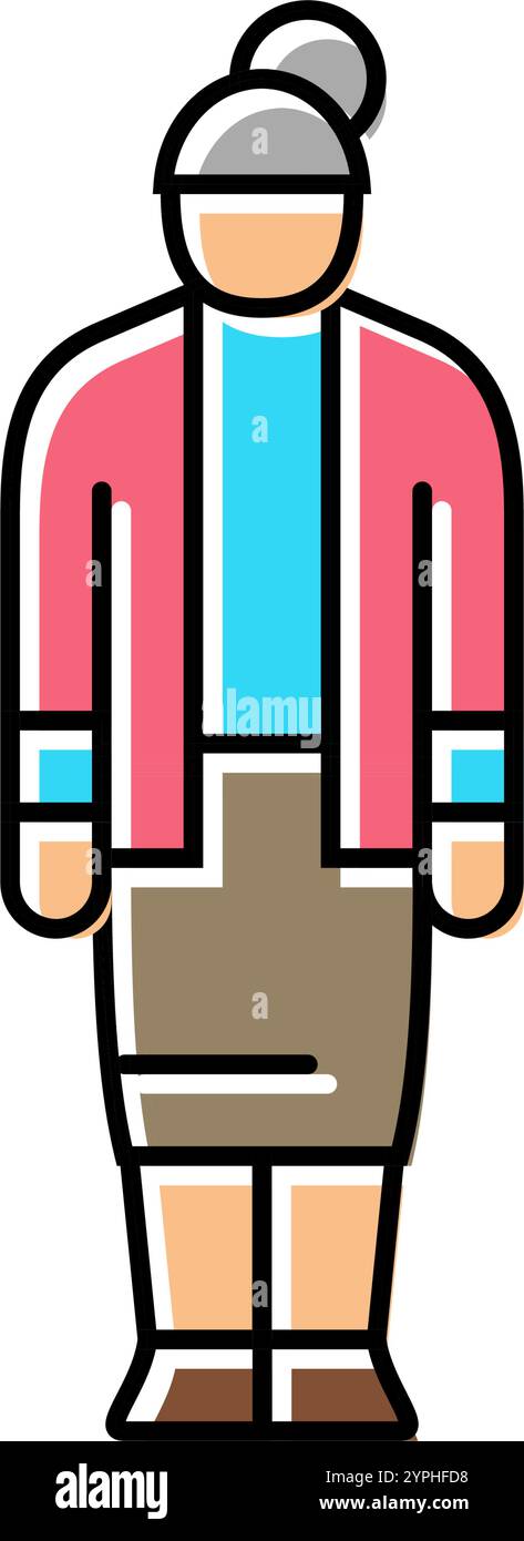 couple elderly old woman man color icon vector illustration Stock ...