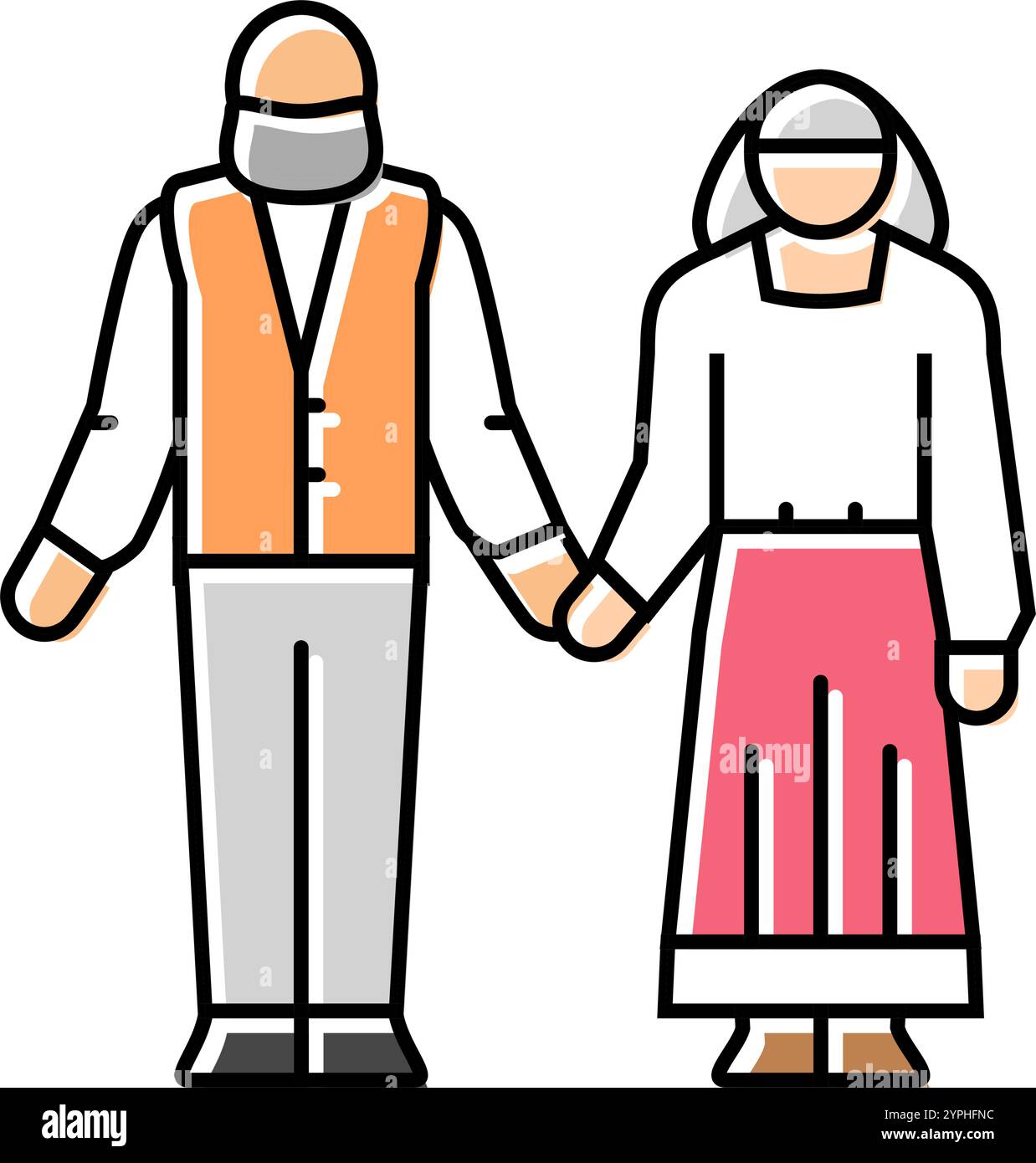 couple senior old woman man color icon vector illustration Stock Vector ...
