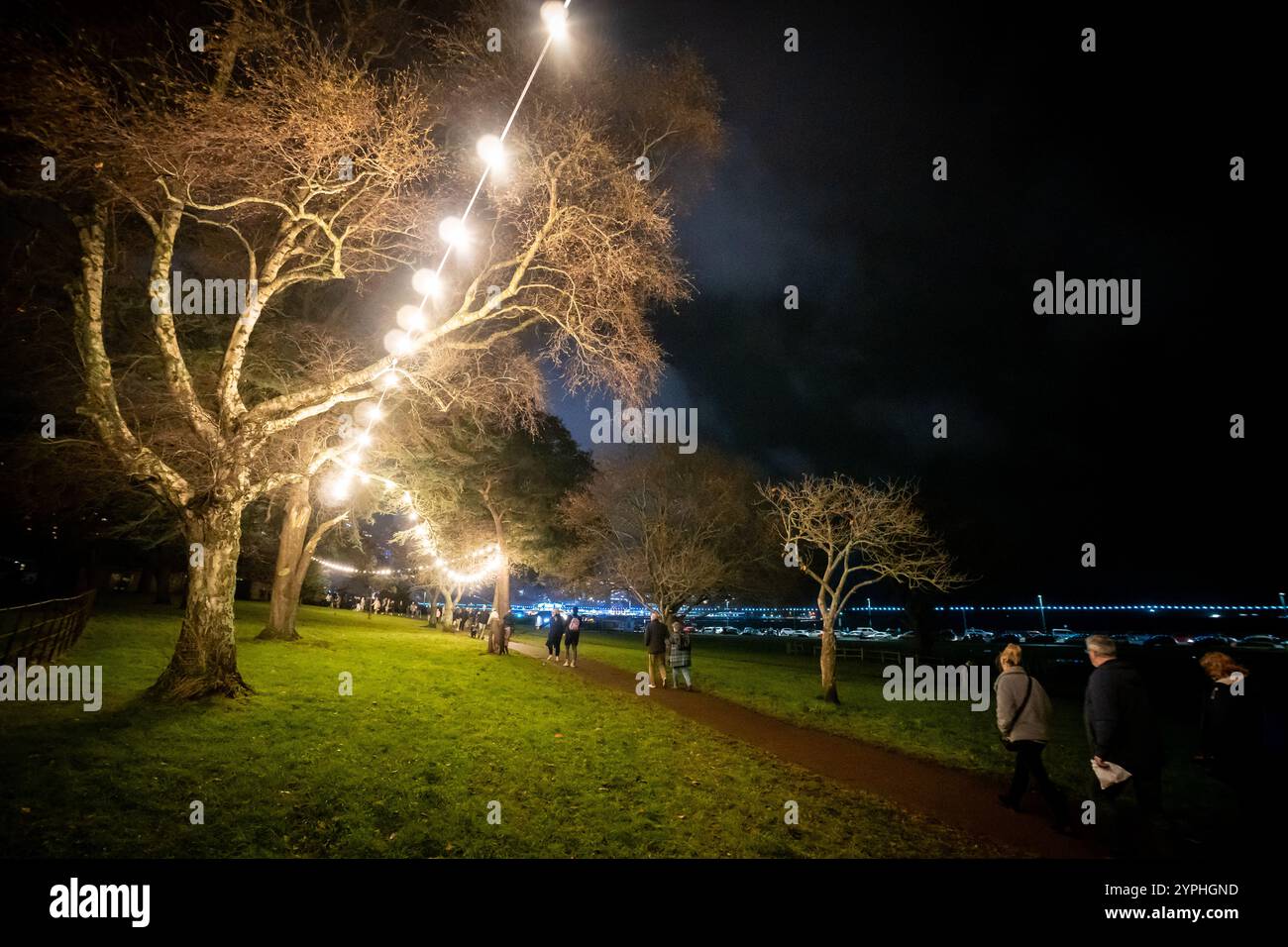 Torquay, UK. 30 November 2024. People visit Torquay's Bay of Lights as ...