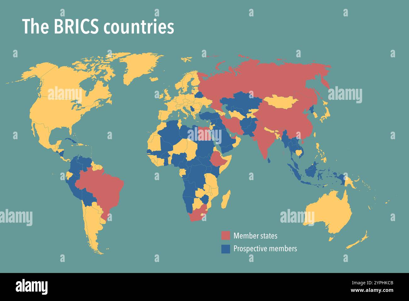 World map illustration highlighting BRICS member countries and ...