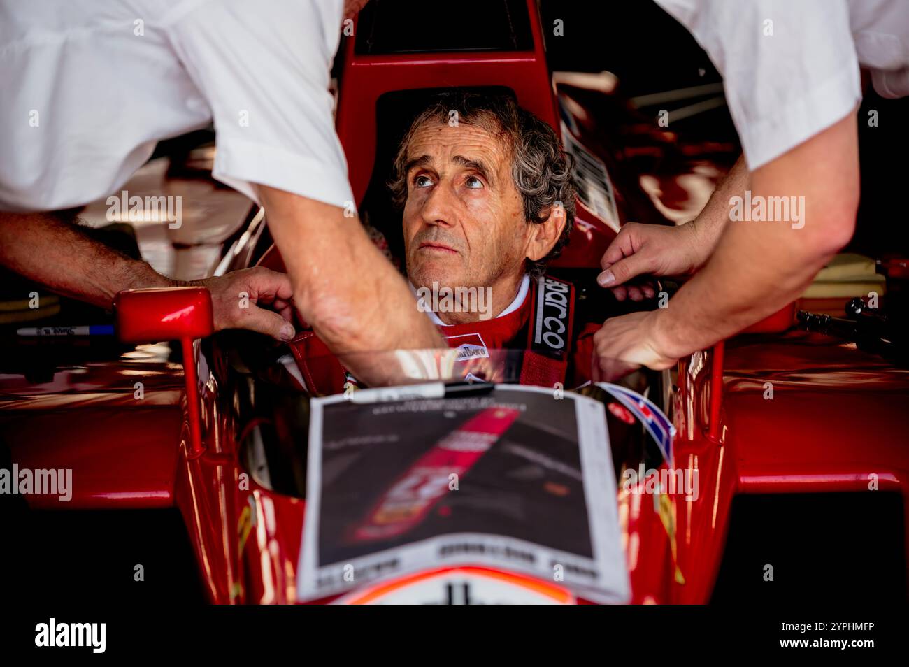 Alain Prost reunited with his 1991 Ferrari 643 at Gulf Historic Dubai GP Revival in 2024 Stock ...