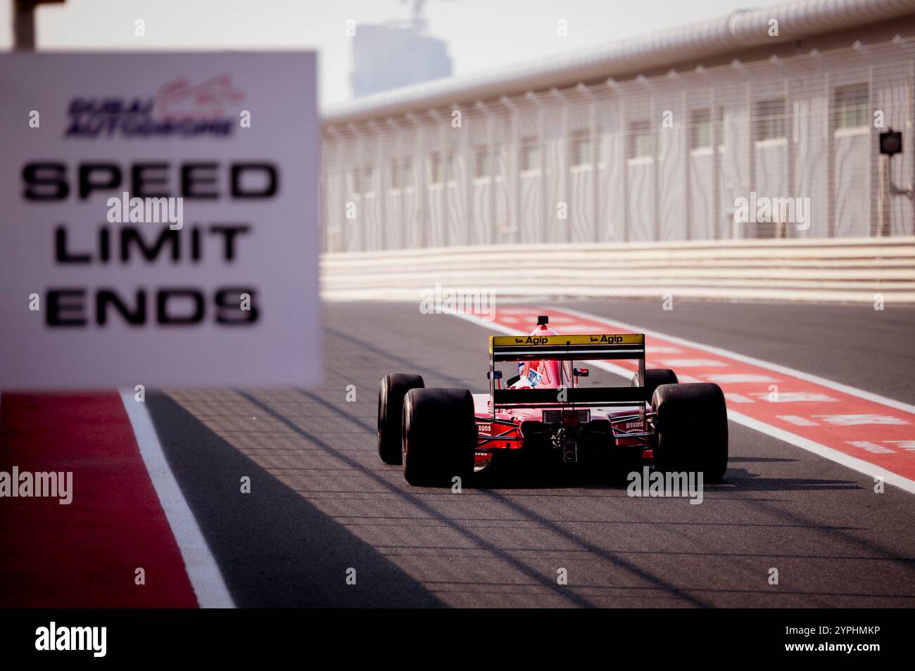 Alain Prost reunited with his 1991 Ferrari 643 at Gulf Historic Dubai GP Revival in 2024 Stock ...