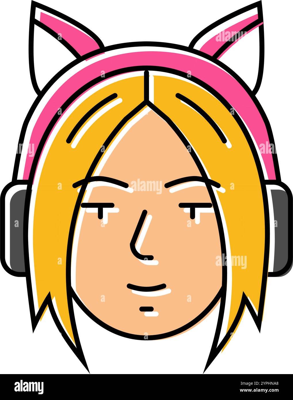 woman otaku avatar color icon vector illustration Stock Vector Image ...