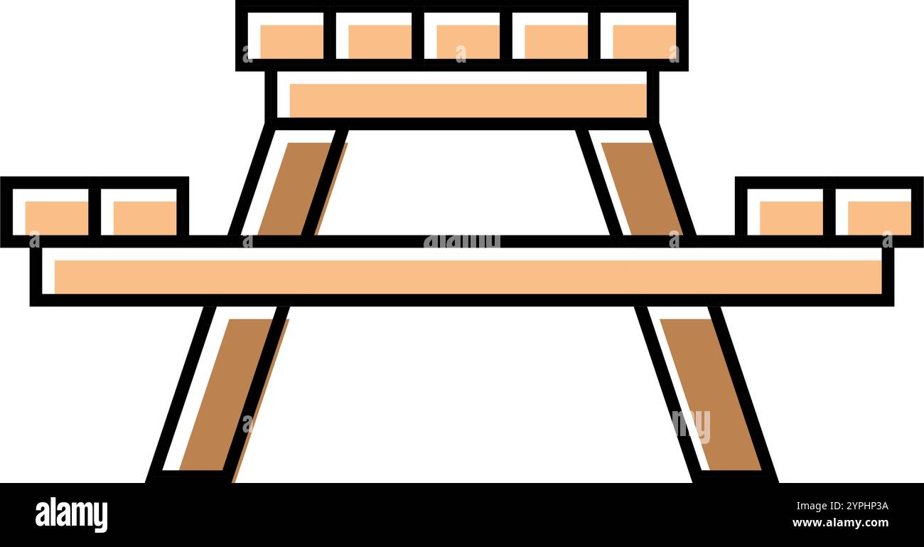 picnic table outdoor furniture color icon vector illustration Stock ...