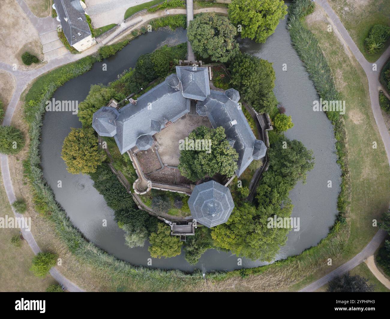 Medieval Water Castle with Museum in the city of Krefeld, North Rhine ...