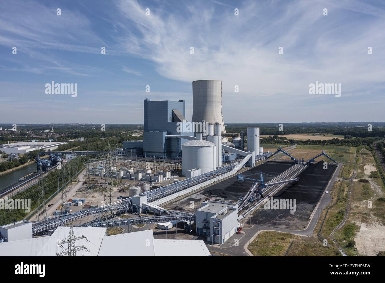 Aerial view of the hard coal-fired power plant (Block 4), which is ...