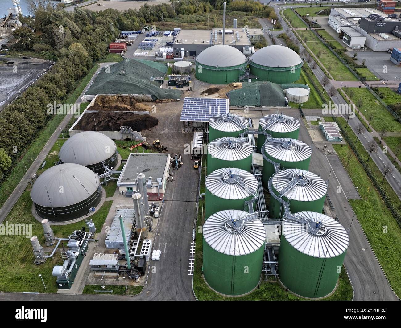 Biogas plant in North Rhine-Westphalia. The plant processes around 300 ...