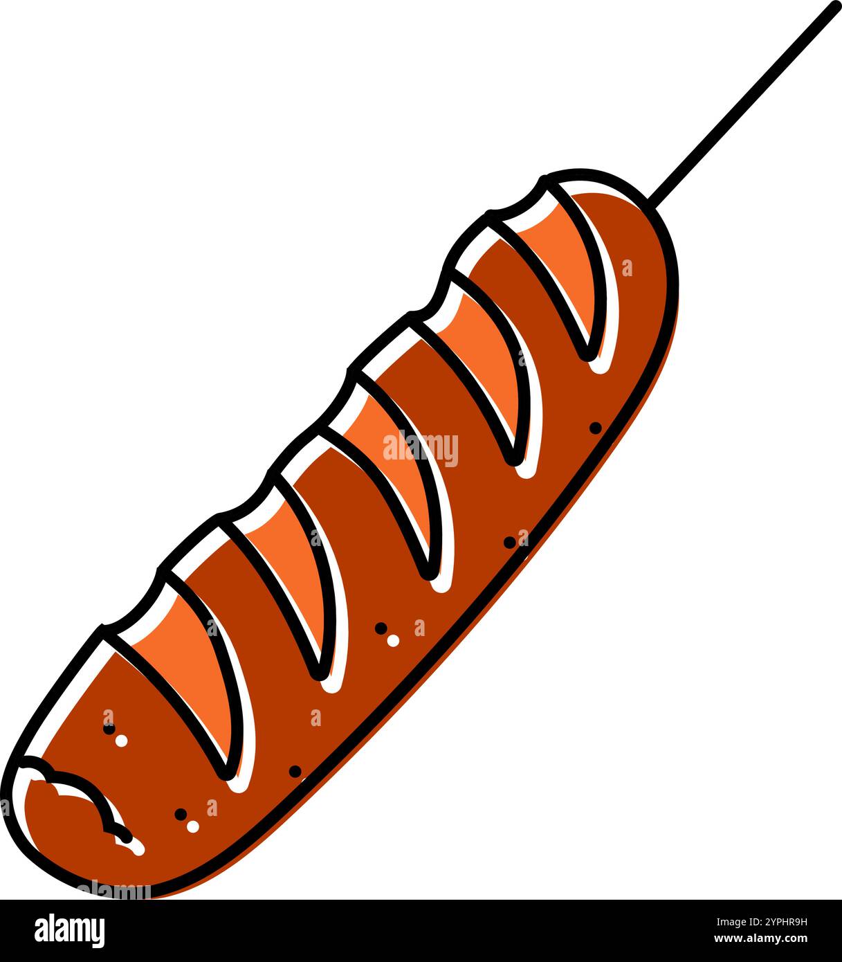 fried sausage meat color icon vector illustration Stock Vector Image ...