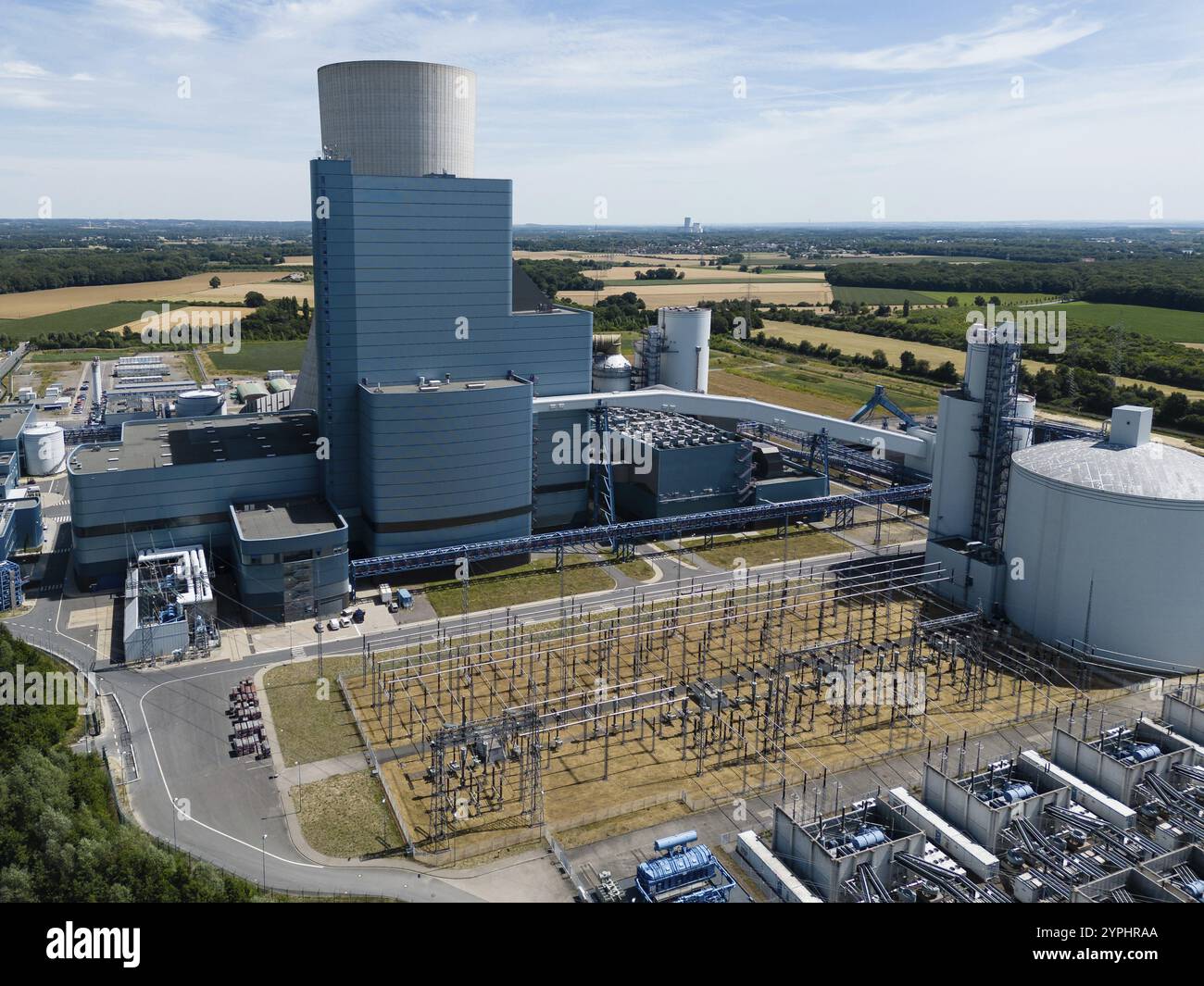 Aerial view of the hard coal-fired power plant (Block 4), which is ...