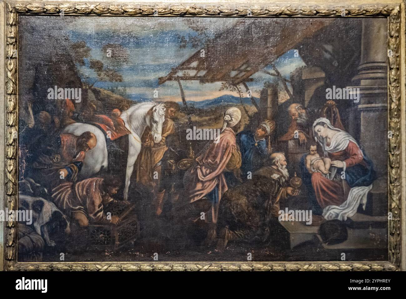 Adoration of the Magi, oil on canvas, 17th century, polychrome wood ...