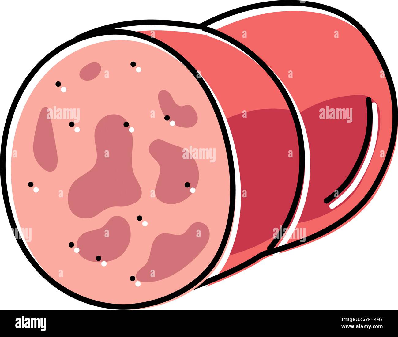 Ham pork sausage on fork Stock Vector Images - Alamy