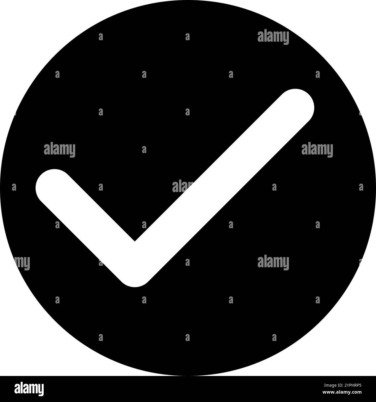 tick OK sign check mark icon symbol, black and white vector ...