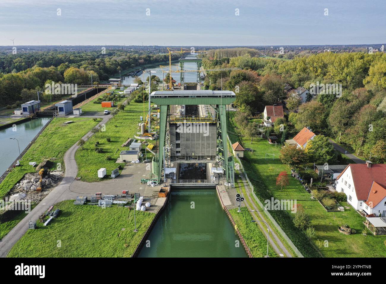 Repair Works at a canal lock in North Rhine-Westphalia, along the Wesel ...
