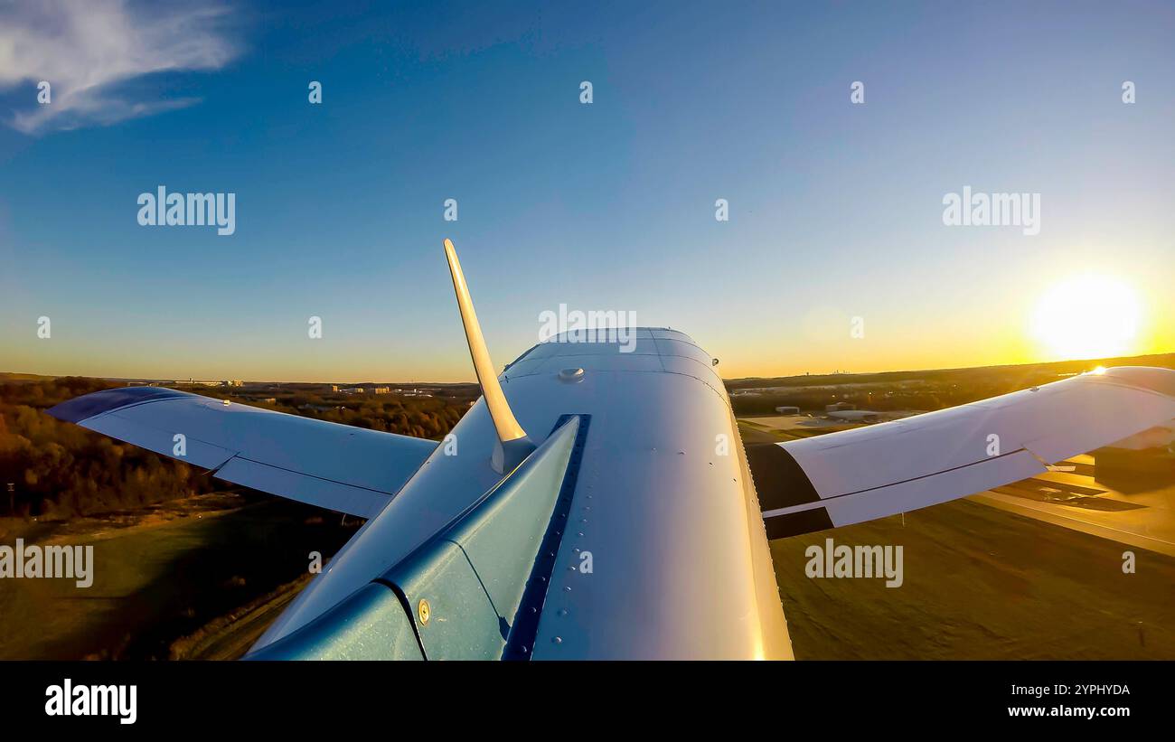 A small general aviation aircraft, its pre-takeoff checklist complete ...